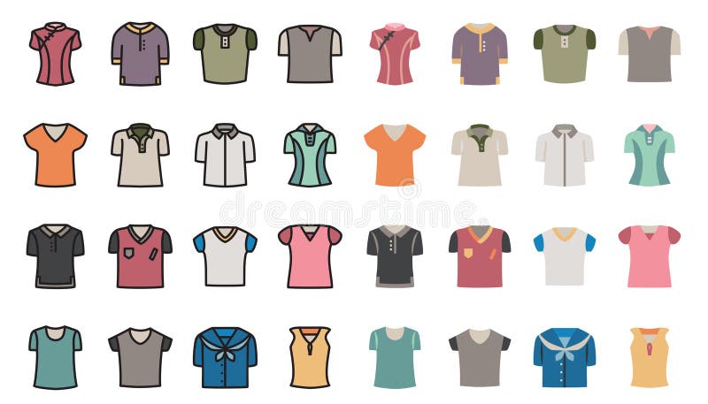 Shirt Icon Set. Man, Woman and Unisex Shirt. Stock Vector ...