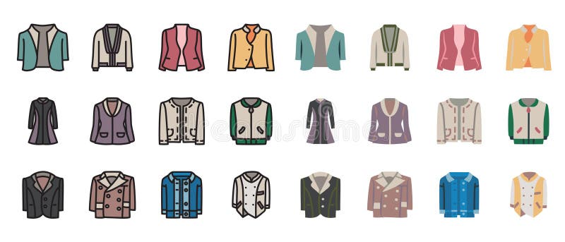 Jacket Icons Set. Man, Woman and Unisex Jacket, Stock Vector ...