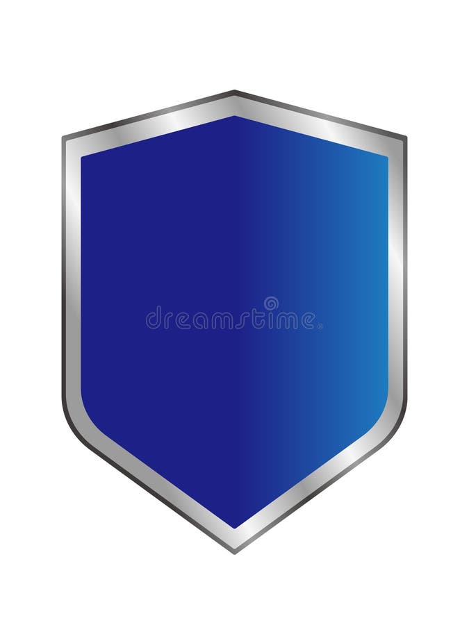 Blue Metallic Shield Isolated on White. Stock Illustration ...