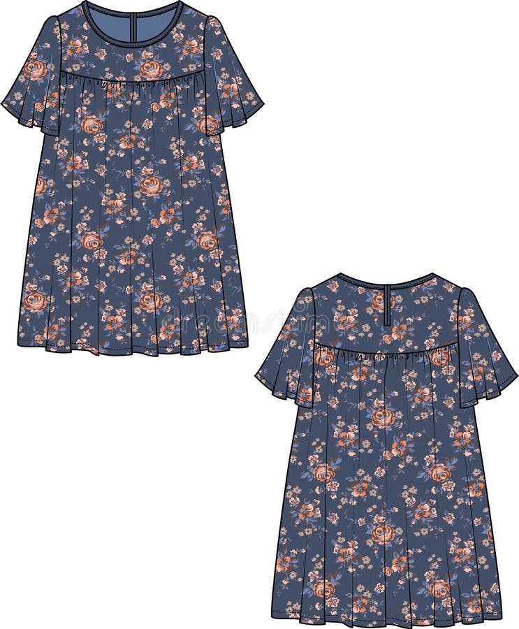 Women and Girls Wear Woven Dress in Chiffon Fabric Stock Vector ...