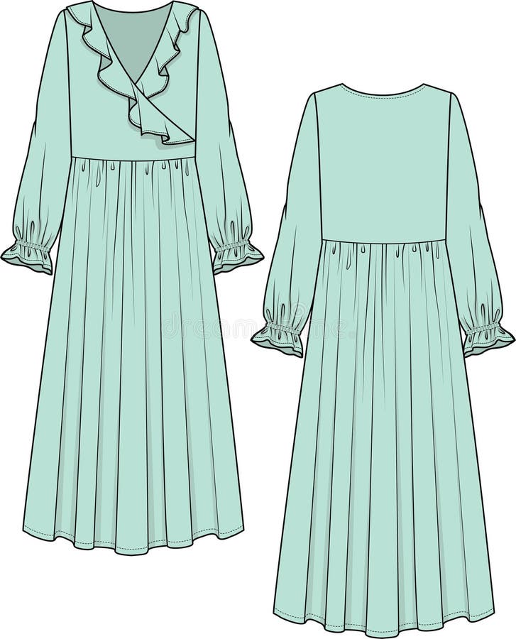 Women and Girls Wear Woven Dress in Chiffon Fabric Stock Vector ...