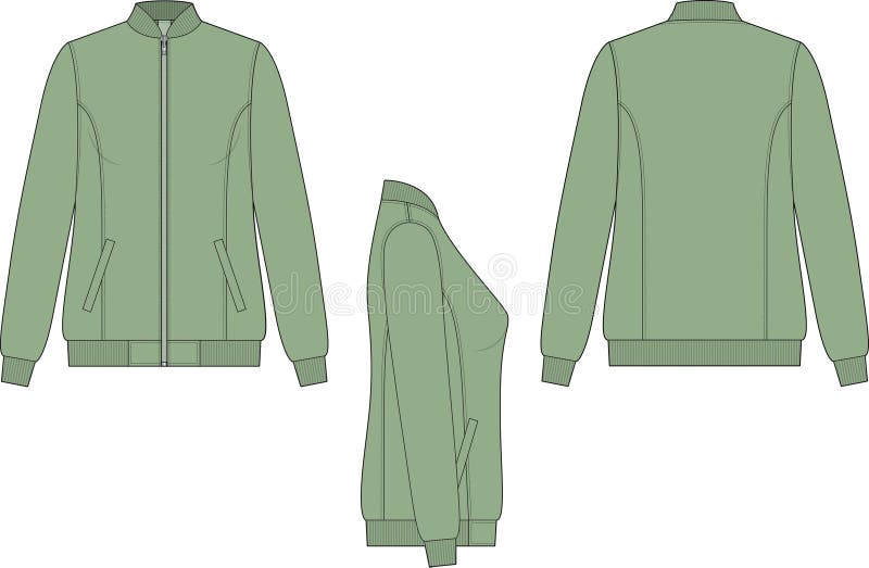 Women and Girls Wear Bomber and Jackets Front Back and Side View Stock ...