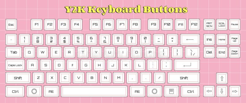 Y2K Old School Retro Keyboard Buttons Collection, Vector Symbols and ...