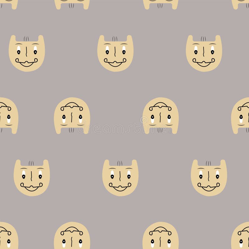 Doodle Face Seamless Repeat Pattern Stock Vector - Illustration of ...