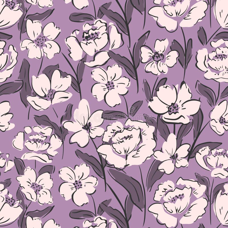 Rose and Peony Flowers Seamless Pattern. Beautiful Floral Background ...