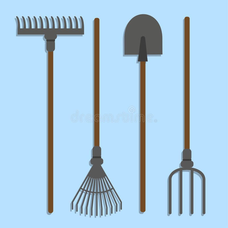 Garden Tools Set. Rake, Pitchfork, Rake, Shovel. Stock Vector ...