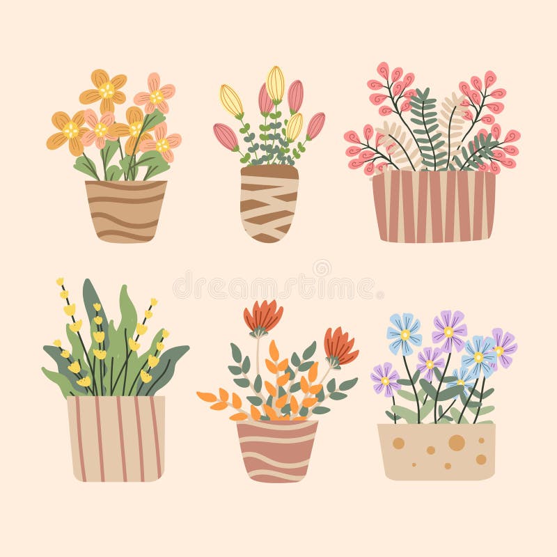 Flower Hand Drawing Vector. Flower Plants Interior Design Ornament ...