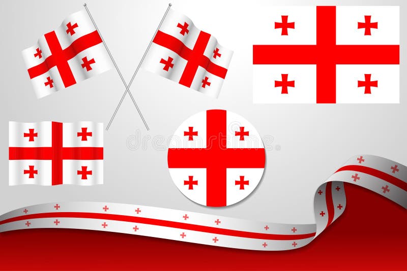 Set of Georgia Flags in Different Designs Stock Vector - Illustration ...