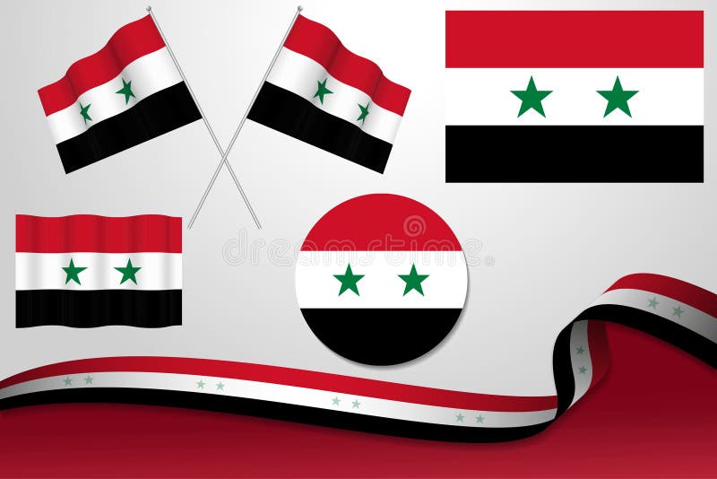 Set of Syria Flags in Different Designs Stock Vector - Illustration of ...
