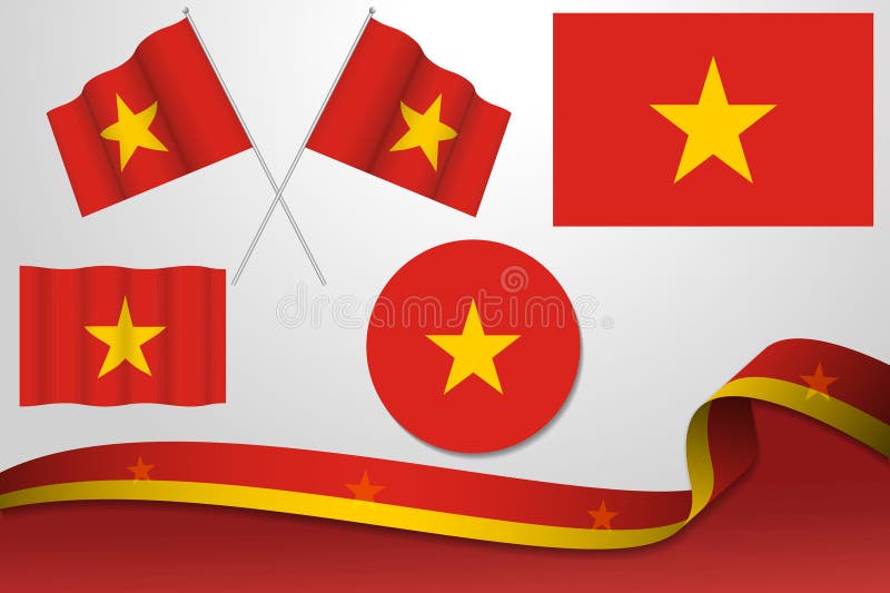 Set of Vietnam Flags in Different Designs Stock Vector - Illustration ...