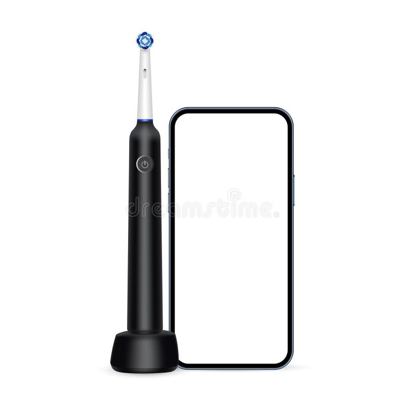 Black Electric Toothbrush on Charger, Smartphone Stock Vector ...
