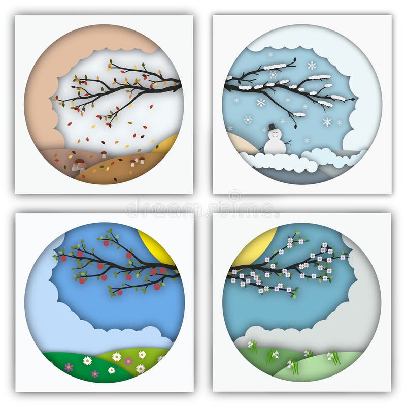 Illustration of the Four Seasons of the Year. Winter Spring Summer ...