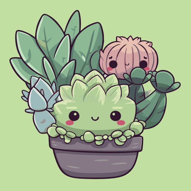 Cactus Plant Kawaii Cartoon Vector Illustration Eps 10 Stock Vector ...