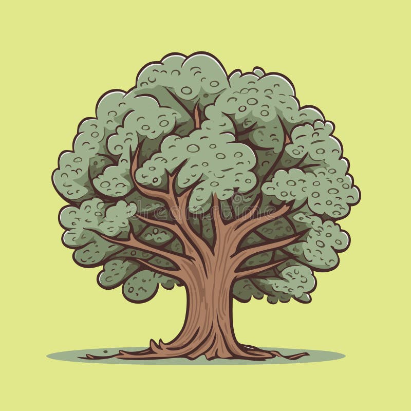 Cartoon Tree. Vector Illustration of a Tree with Green Leaves Stock ...