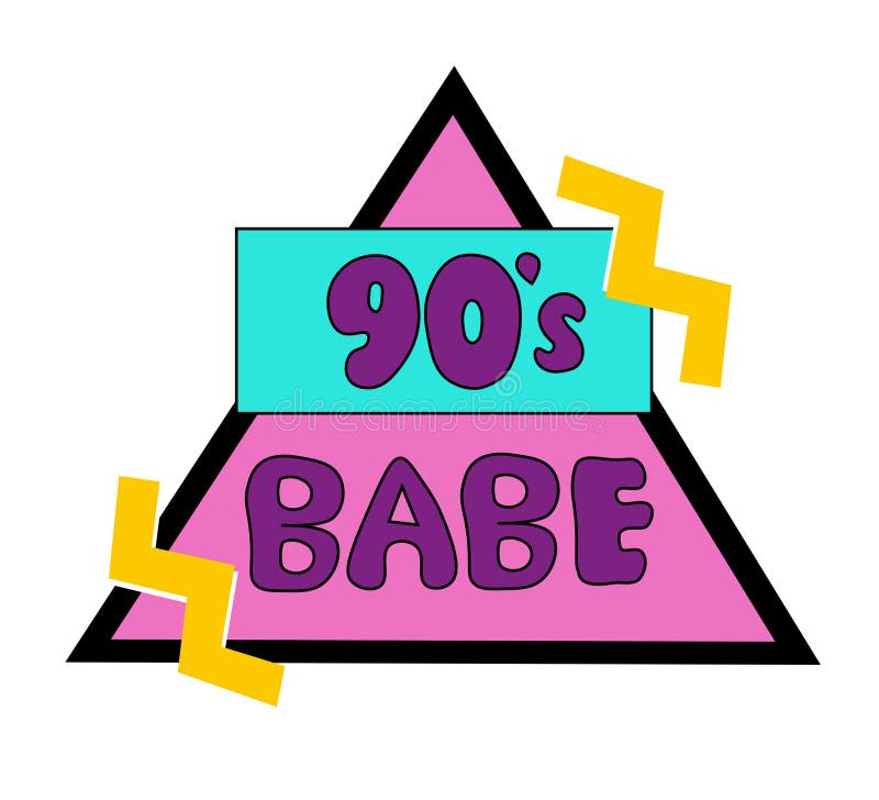 Emblem, Sticker, Logo and Label of the 90 Era. 90s Babe. Lettering with ...