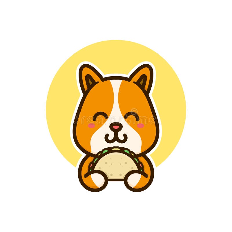 Happy Dog Cute Eat Taco Adorable Cartoon Doodle Vector Illustration ...