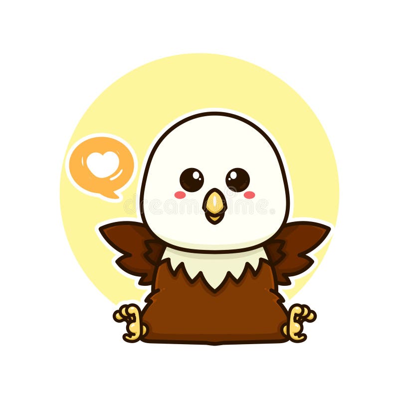 Happy Bald Eagle Bird Adorable Cartoon Doodle Vector Illustration Flat ...