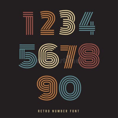Retro Numbers Fonts Vector Stock Illustration, Vintage Number Fonts ...