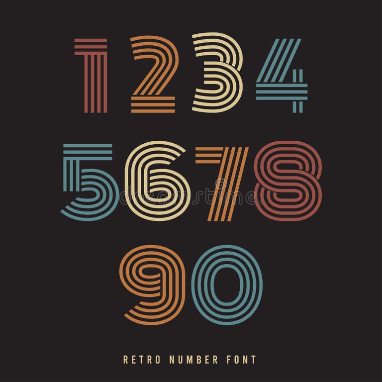Retro Numbers Fonts Vector Stock Illustration, Vintage Number Fonts Stock Vector - Illustration ...