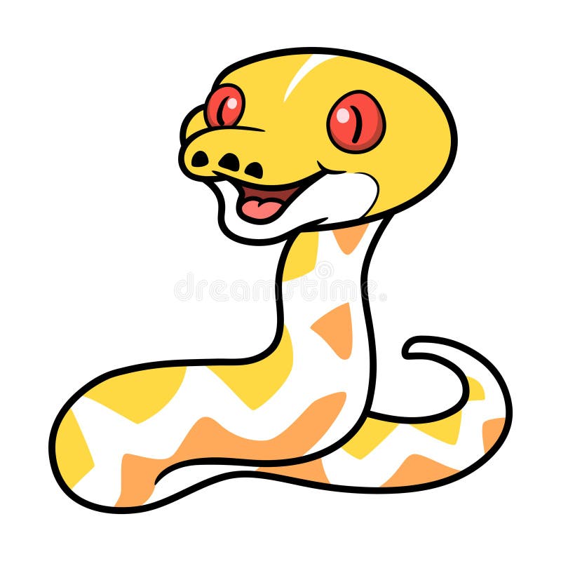 Cute Amelanistic Reticulated Python Cartoon Stock Vector - Illustration ...