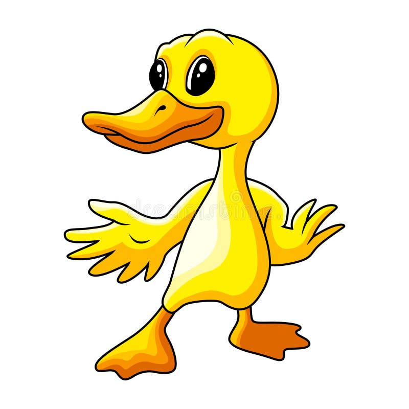 Cute cartoon a duck waving stock vector. Illustration of male - 276853470