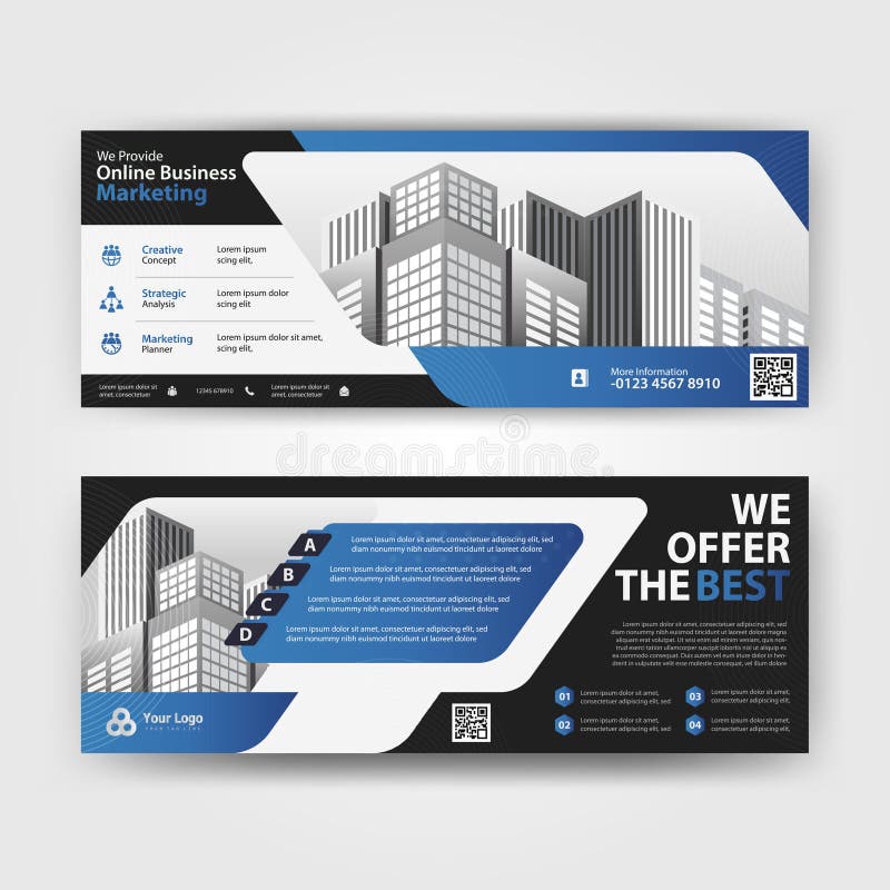 Blue and Black Color Abstract Corporate Business Banner Template ...