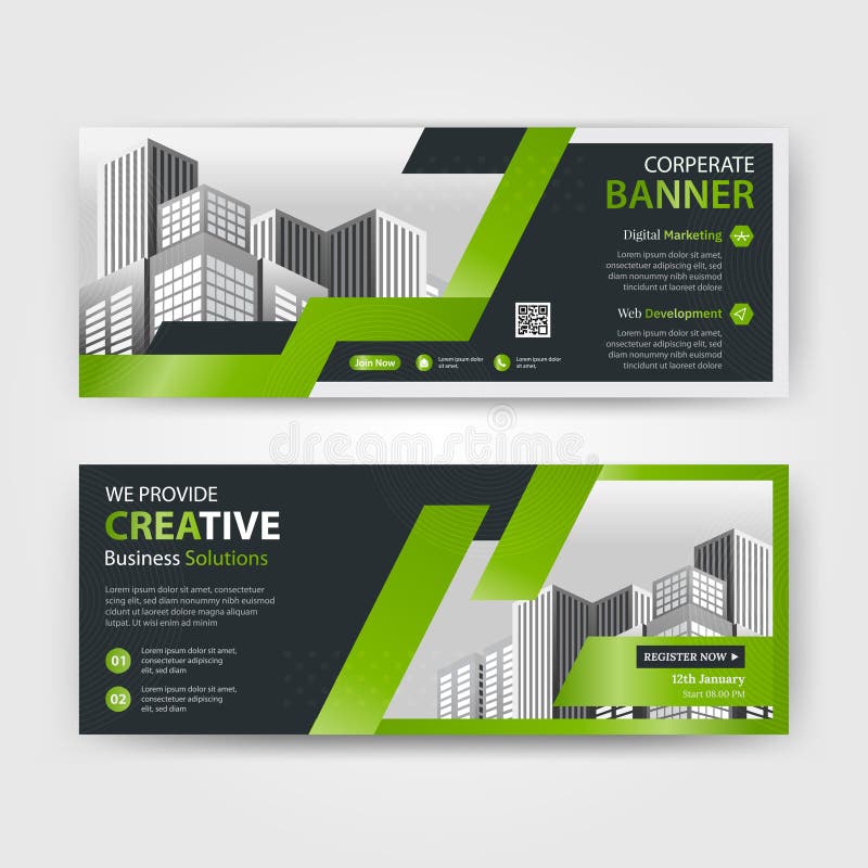 Green Color Abstract Corporate Business Banner Template, Horizontal ...