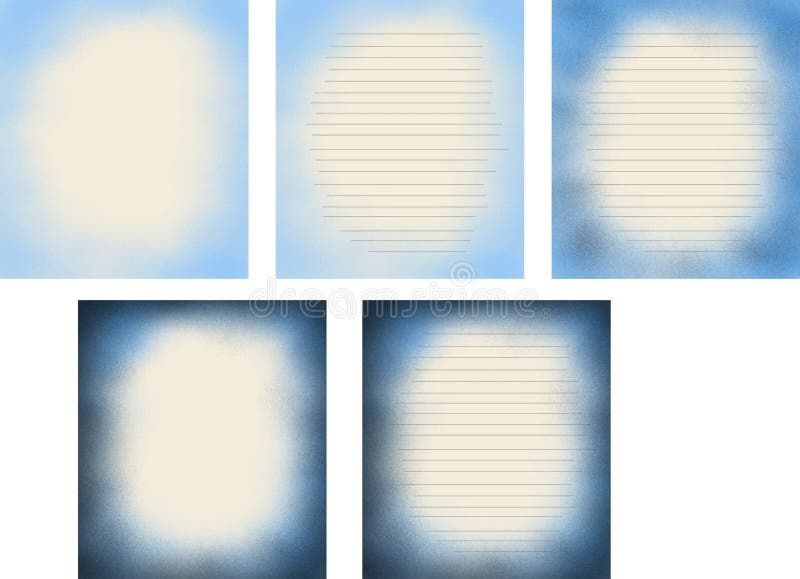 Set of Blue Retro Paper Note Illustration Stock Vector - Illustration ...