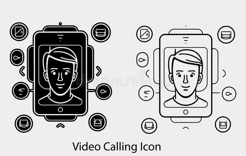 Video Calling Icon Outline Style Simple Set of Video Conference Related ...