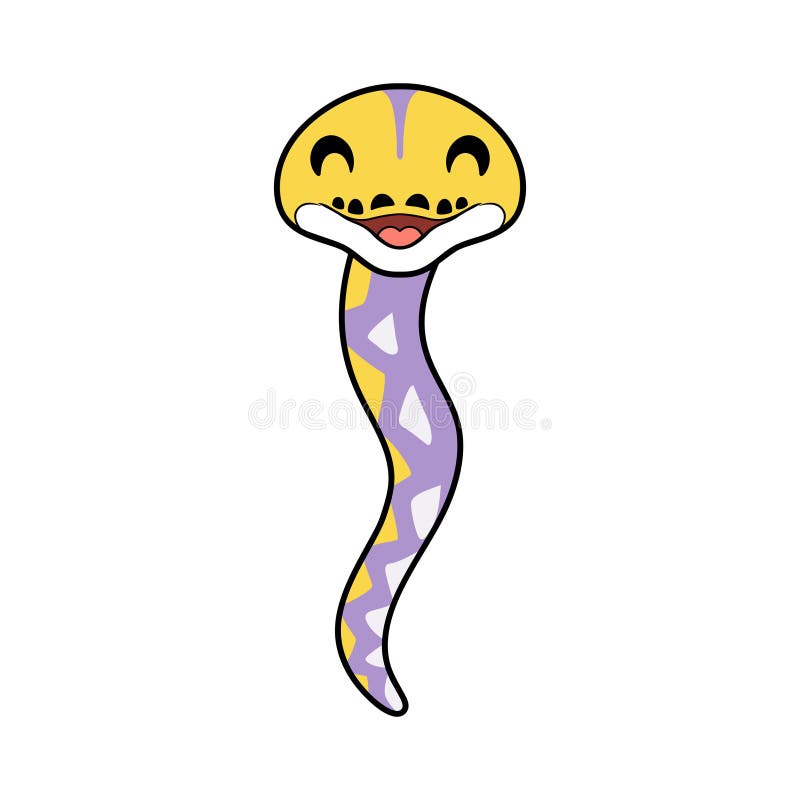 Cute Lavender Reticulated Python Cartoon Stock Vector - Illustration of ...