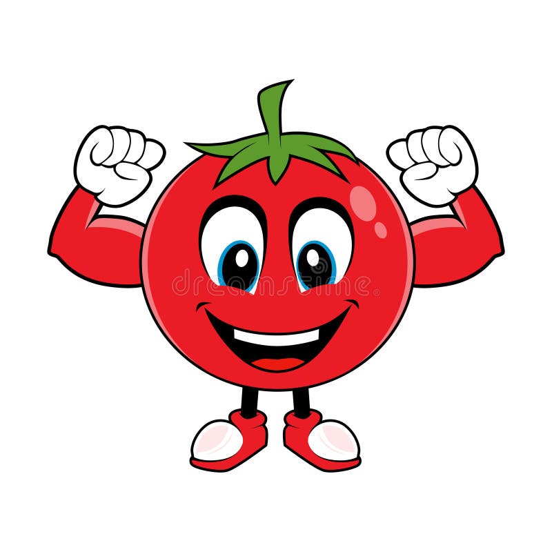 Smiling Tomato Mascot Mascot with Muscle Arms Stock Vector ...
