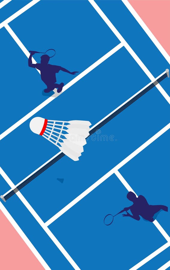 Vector Editable Badminton Players in a Match Stock Vector ...
