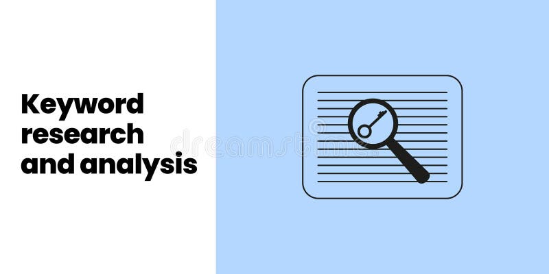 Keyword Research and Analysis Banner on White and Blue Background ...