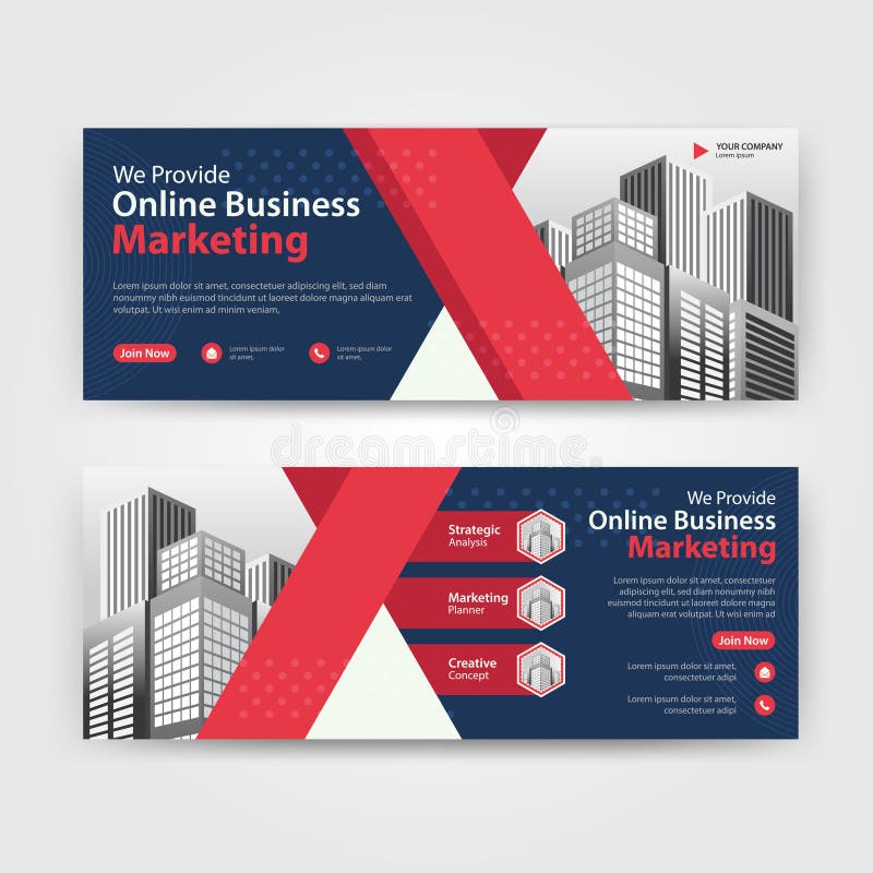 Red and Blue Color Geometric Corporate Business Banner Template for ...