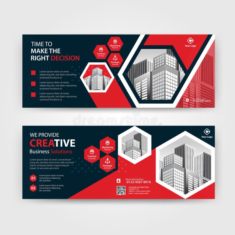 Red and Blue Color Geometric Corporate Business Banner Template for ...