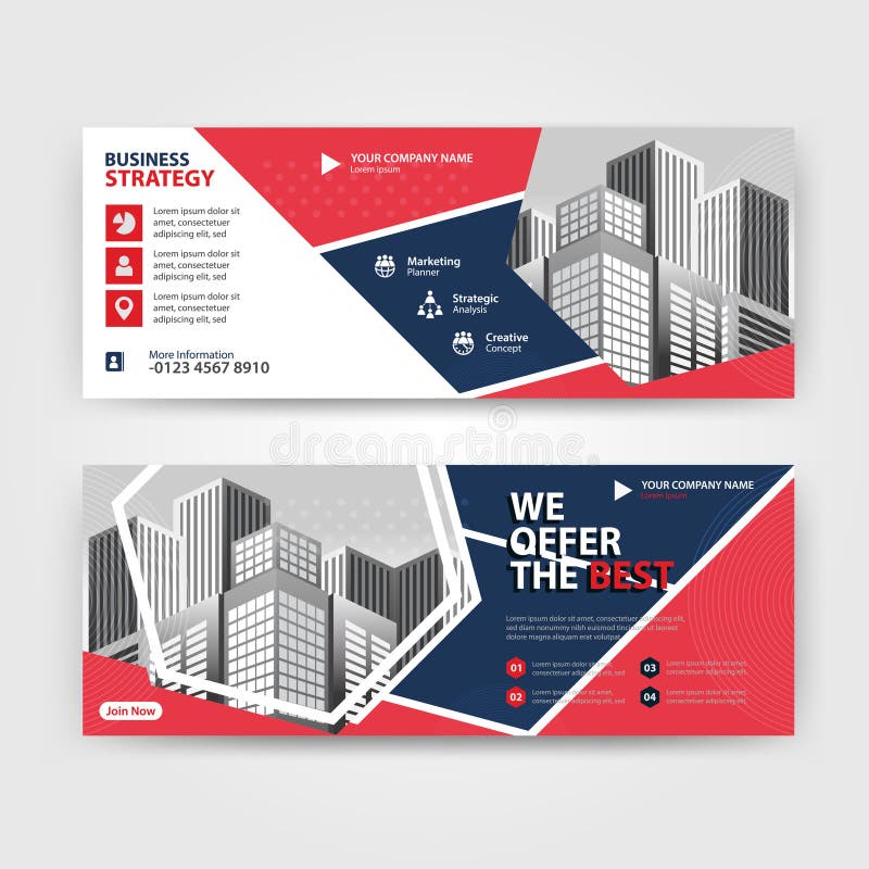 Red and Blue Color Geometric Corporate Business Banner Template for ...
