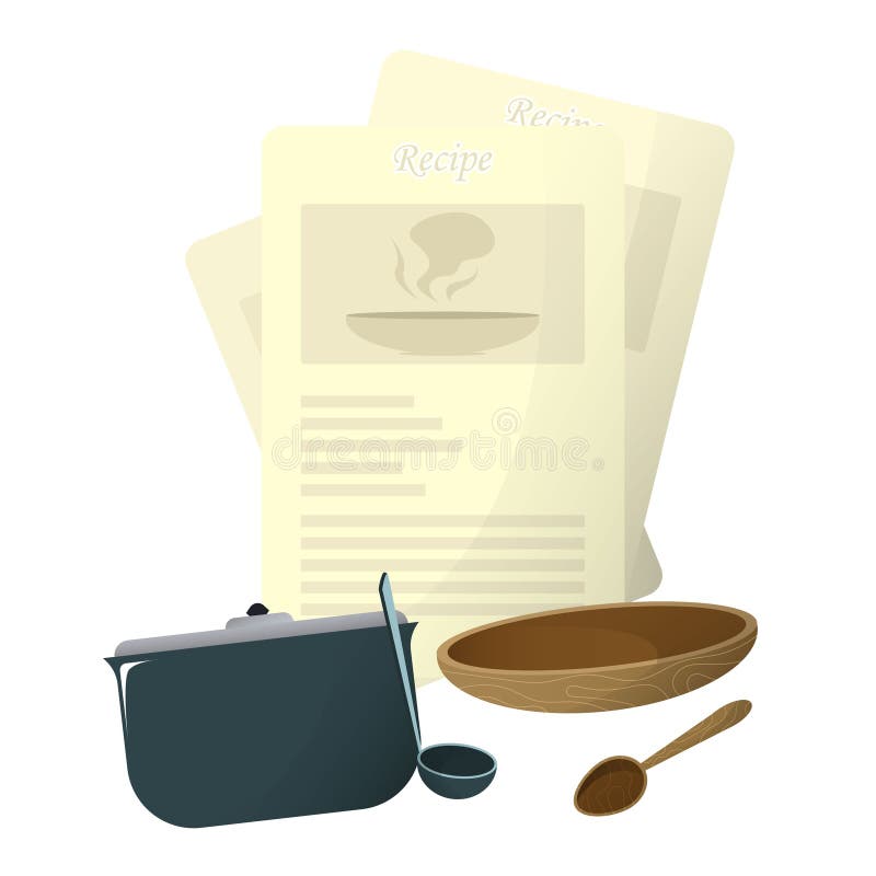 Recipe Note with Cooking Tools Illustration Stock Illustration ...