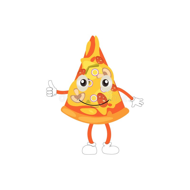 Pizza Cartoon Character, Pizza Character Emotions, Face, Arms and Legs ...