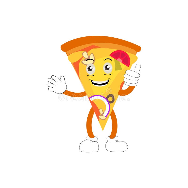 Pizza Cartoon Character, Pizza Character Emotions, Face, Arms and Legs ...