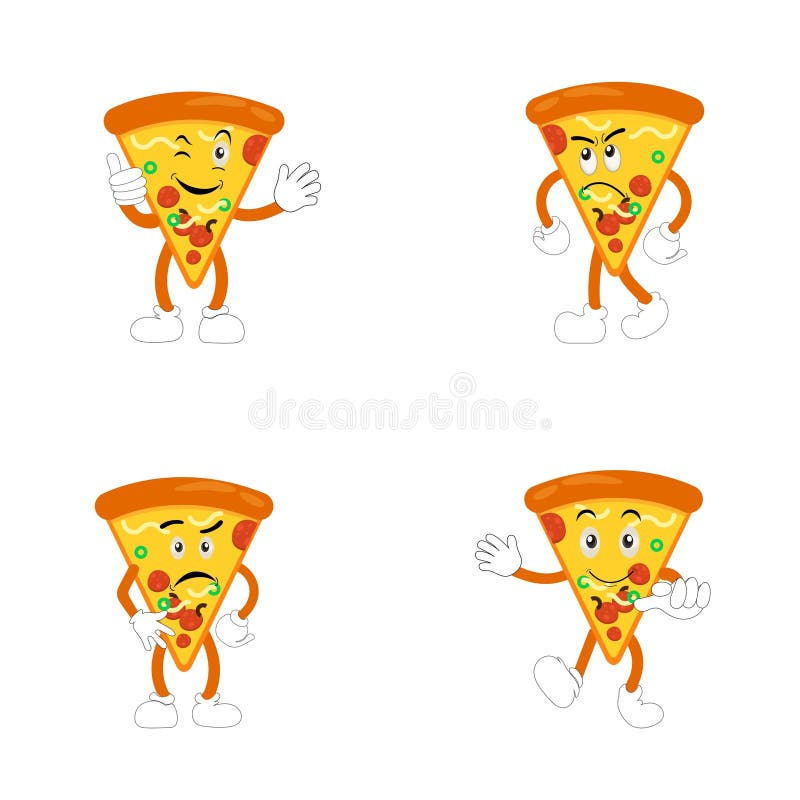 Pizza Cartoon Character, Pizza Character Emotions, Face, Arms and Legs ...