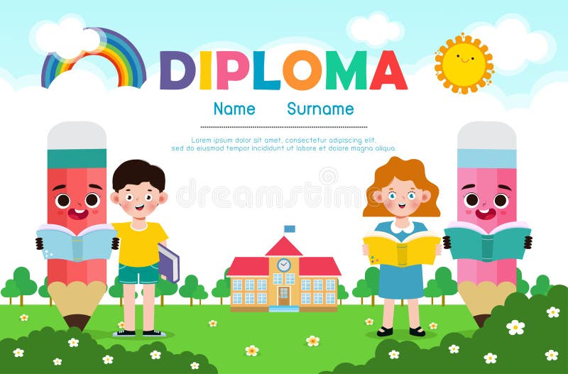 Certificates Kindergarten and Elementary, Preschool Kids Diploma ...