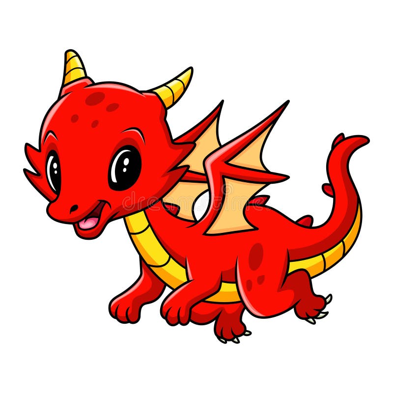 Cute Funny Red Dragon Happy Stock Vector - Illustration of cute, legend ...