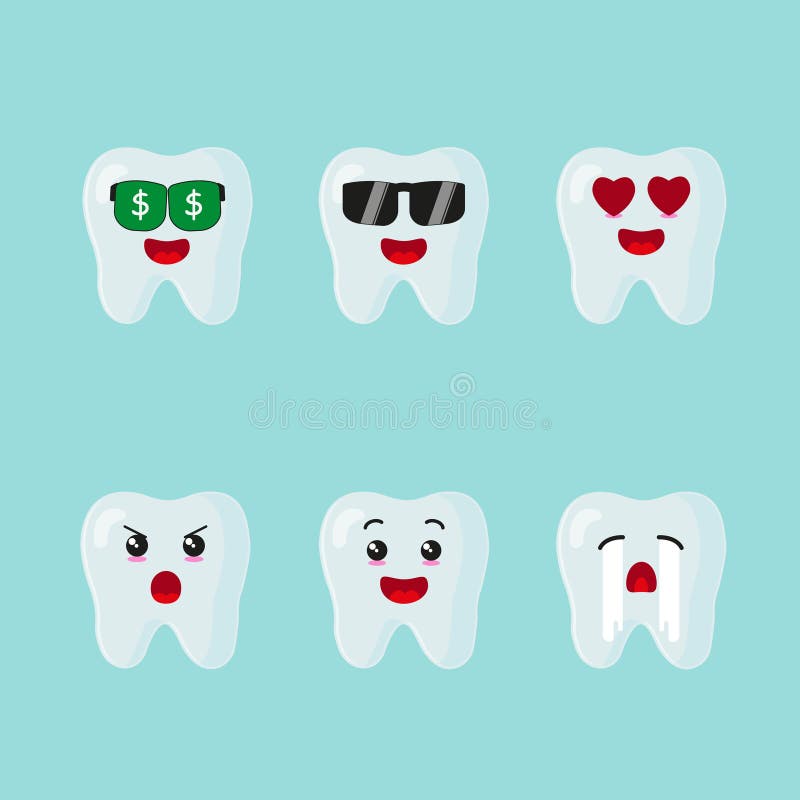 Cute Dental Clinic Teeth Set Stock Vector - Illustration of character ...