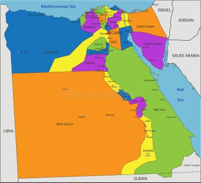 Colorful Egypt Political Map with Clearly Labeled, Separated Layers ...