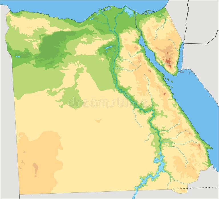Detailed Egypt Physical Map. Stock Vector - Illustration of atlantic ...