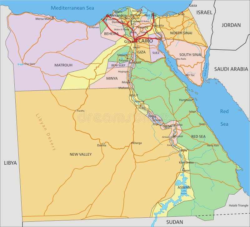 Egypt Political Map Capital Cairo Stock Illustrations – 128 Egypt ...