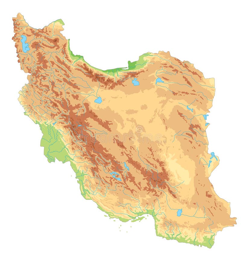 Detailed Iran Physical Map. Stock Vector - Illustration of abstract ...