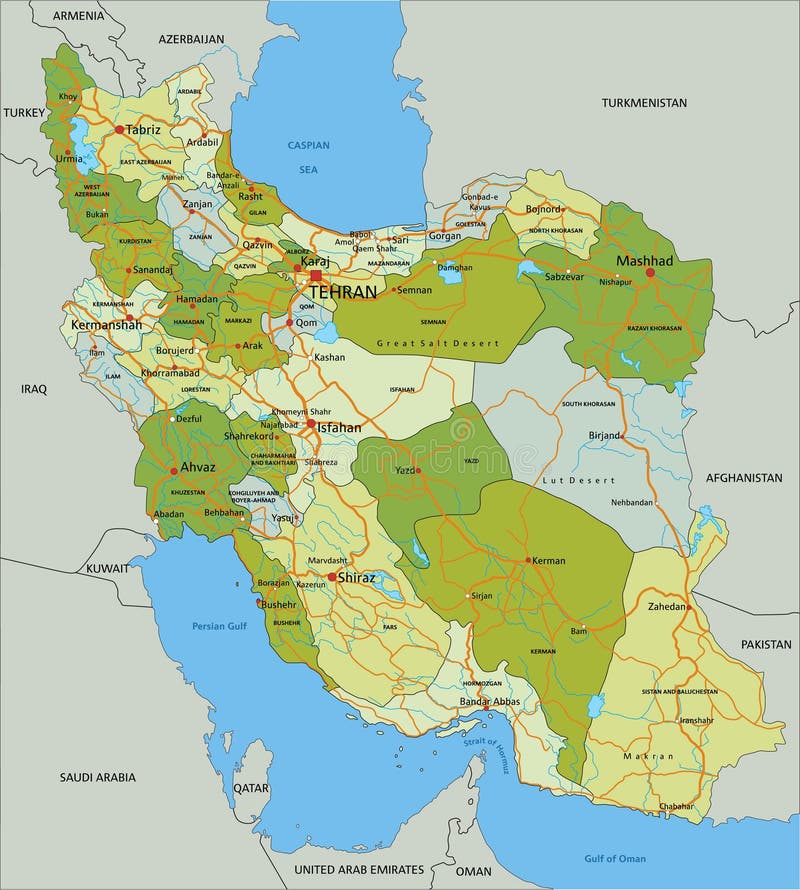 Detailed Editable Political Map with Separated Layers. Iran Stock ...