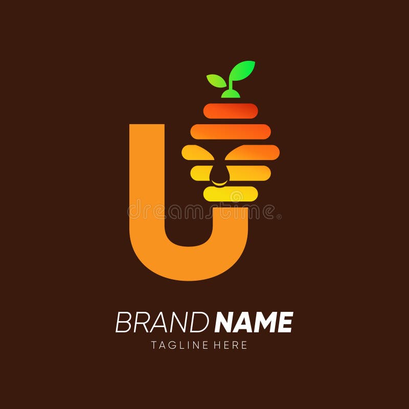Letter U Initial Bee Hive Logo Design Vector Icon Graphic Emblem ...
