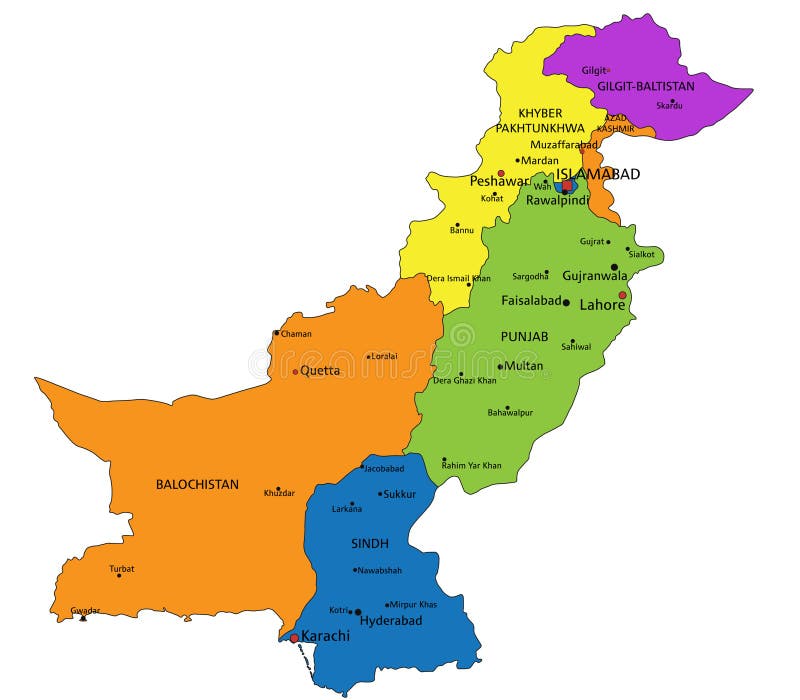 Colorful Pakistan Political Map with Clearly Labeled, Separated Layers ...